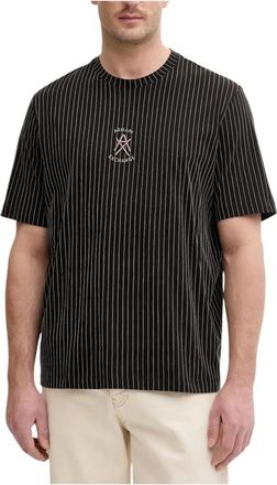 A|X Armani Exchange Homme, Tops, Noir, Taille: S T-shirt &agrave; Manches Courtes en Coton Ray&eacute; avec Col Rond