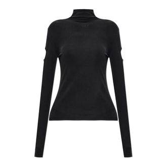 Off-white Ripp-Oberteil mit dekorativen Cut-outs - - Tops - Damen - Schwarzk - XS