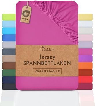 NatureMark Drap-Housse en Jersey, 100% Coton, Disponible dans de Nombreuses Tailles et Couleurs, qualité Oeko-Tex Standard 100, 120 x 200 cm, Pink