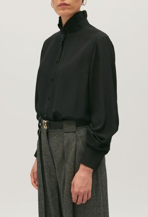 Claudie Pierlot Chemise col victorien soie noire