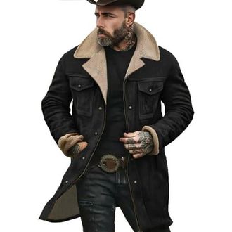Generic NYSBH Manteau dautomne et dhiver pour homme Couleur assortie Veste multi-poches &agrave; fermeture &eacute;clair Manteau streetwear en jean pour homme, Noir, 3XL