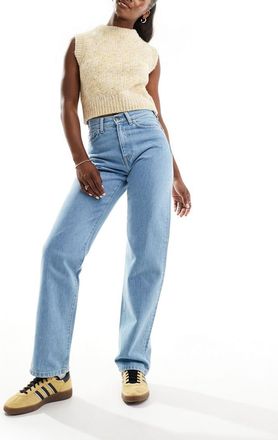 Carhartt Work in Progress Noxon - Gerade geschnittene Jeans in gebleichter Stone-Waschung mit hohem Bund-Blau