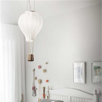 Millumine Millumine - Lustre Enfant En Verre Blanc Montgolfi&egrave;re