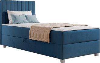 Mirjan24 Boxspringbett Verolew mit Bettkasten, Silberne Fuß, Continentalbett, Polsterbett, Bonell-Matratze, Topper, Amerikanisches Bett (Manila 26, 90 x 200 cm