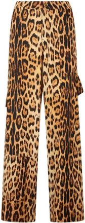 Roberto Cavalli Femme, Pantalons, Brun, Taille: 36 FR Pantalon Imprim&eacute; Peau de Jaguar