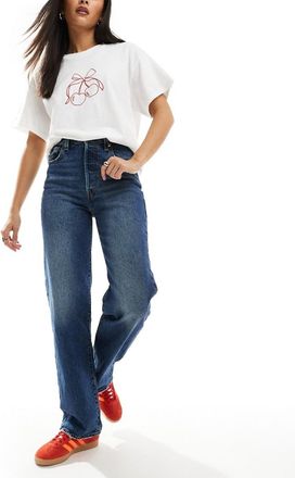 Levi's Ribcage - Jean droit à taille haute raccourci aux chevilles - Bleu foncé-Bleu marine