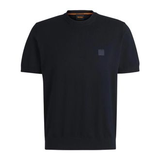HUGO BOSS T-shirt bleu avec m&eacute;lange cachemire - Homme - Tops - Bleu - Taille: 3XL