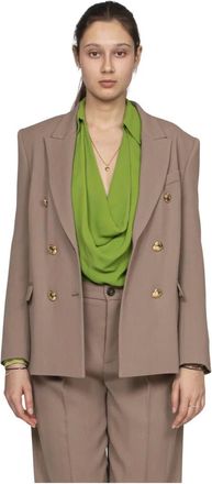 Elisabetta Franchi Femme, Vestes, Brun, Taille: 42 FR Giacca Doppiopetto in Gabardina