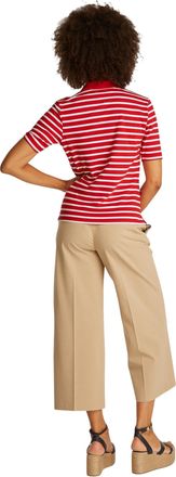 Tommy Hilfiger Damen Poloshirt Kurzarm Regular Fit, Mehrfarbig (Primary Red/Ecru STP), L