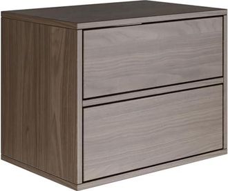 Selsey Nachttisch Hängend Schwebender Wisconsin-Walnuss Farbe 50B x 36T x 40H cm Nachtschrank mit Zwei Schublade in Minimalistischer - Push-to-Open - Skandin