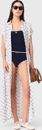 Maje Langes Bedrucktes Jacquard-kleid - Marine Denim - Maje