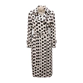 Diane Von F&uuml;rstenberg Gekn&ouml;pfter Wollmantel mit abstraktem Punktmuster - - Coats - Damen - Wei&szlig; - XS