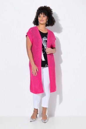 Miamoda Langjacke Strickweste offene Form Strukturstrick