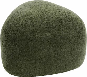 Clp Sitzhocker oval Alfrisa, Polsterhocker mit Teddystoff, Fu&szlig;hocker gepolstert f&uuml;r Wohnzimmer und Schlafzimmer, Holzgestell stabil, Farbe:dunkelgr&uuml;n