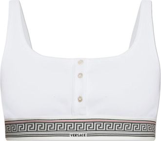 Versace Femme, Sous-v&ecirc;tements, Blanc, Taille: 42 FR Bralette en jersey de coton c&ocirc;tel&eacute;