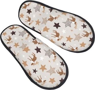 Generic Pantoufles En Feutre Cerf Mignon De Dessin Anim&eacute; Stars L&eacute;gers Pantoufles En Coton Lavables Chausson Hotel Pour Camping Int&eacute;rieur Voyage M