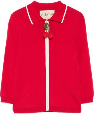 Valentino Cherry-detail Zip-up Cardigan