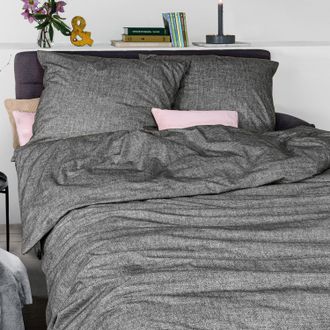 Irisette Flausch-Cotton Bettwäsche Set Bettwäsche 2 teilig Bettbezug 135 x 200 cm Kopfkissenbezug 80 x 80 cm Samt 8835-81 grau
