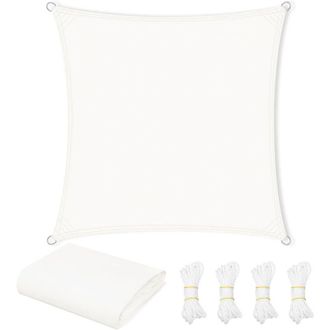 Woltu Woltu - Voile dOmbrage Imperm&eacute;able 2,5x2,5x3,5 m, en pes, 200 g/m&sup2; Polyester, Toile Parasol Protection Solaire et Rayons uv, Beige