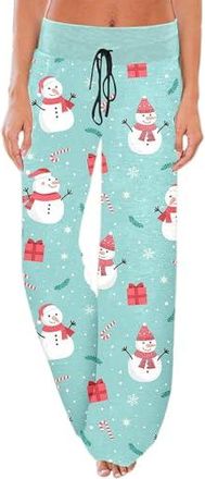Generic Pantalon Chaud Femme Hiver Christmas Pants De Jogging DéContracté à Imprimé Festif Confortable Taille éLastique De SurvêTement Doux avec Motifs ThéMat