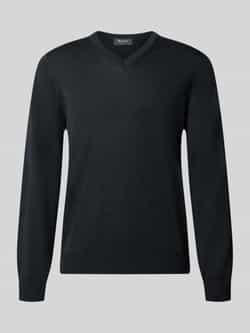 Maerz Regular Fit Strickpullover aus reiner Schurwolle mit V-Ausschnitt