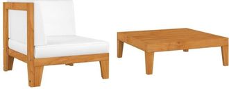 vidaXL 2-tlg. Garten-Lounge-Set mit Auflagen Massivholz Akazie - Vidaxl