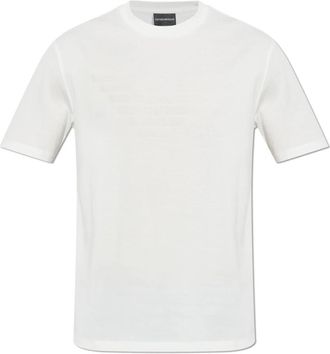 Emporio Armani Jersey T-Shirt mit passendem Intarsien-Logo - - Tops - Herren - Wei&szlig; - S