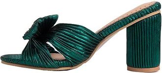 SJJH Sandales tendance pour femme avec sangle de cheville et talon bloc, Vert brillant1, 32 EU