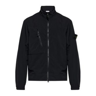 Stone Island Homme, Vestes, Noir, Taille: S Veste L&eacute;g&egrave;re avec un Col Montant