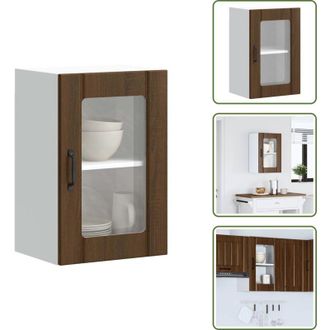 vidaXL K&uuml;chen-H&auml;ngeschrank mit Glast&uuml;r Lucca Braun Eichen-Optik - K&uuml;chen-Wandschrank - K&uuml;chen-Wandschr&auml;nke - Wandschrank K&uuml;che - K&uuml;chenschrank