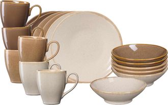 Ritzenhoff & Breker Sahara Fr&uuml;hst&uuml;cks-Set 18-teilig | Becher, Schalen & Teller f&uuml;r 6 Pers. | Rustikaler Handmade-Look durch Reaktivglasur, Sanfte Sandt&ouml;ne | Porzellan, Sp