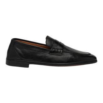 Elia Maurizi Homme, Chaussures, Noir, Taille: 42 EU Mocassin en Cuir de Veau Noir Fait Main