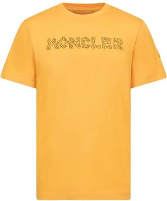 Moncler Homme, Tops, Jaune, Taille: XL 8C00025 T-Shirt Logo Brod&eacute;