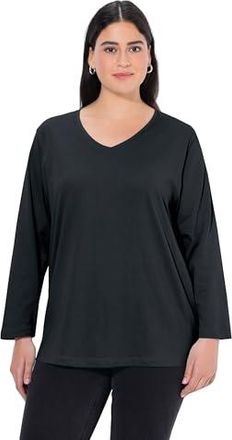 Ulla Popken T- Shirt Basique à Manches Longues, Noir, 48-50 Femme