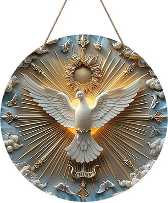 Generic Haustürschild, Willkommensschild an der Haustür | rustikales Willkommensschild aus Holz, Friedenstauben-Türkranz, Wandschild-Dekoration, Türaufhänger,