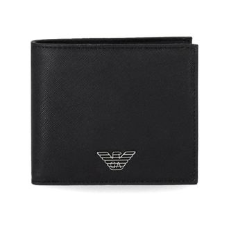 Emporio Armani Homme, Accessoires, Noir, Taille: ONE Size Portefeuille avec Logo et Imprimé Saffiano