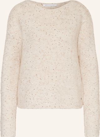 Betty&Co Betty&Co Pullover Mit Pailleten weiss