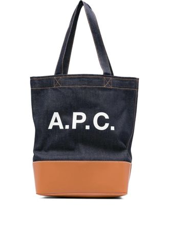 A.P.C. sac cabas médium en jean à logo - Bleu