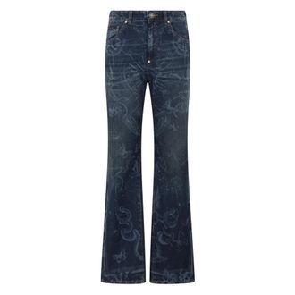 Philipp Plein Femme, Jeans, Bleu, Taille: W28 Jean Coupe Droite Tatouage Papillon
