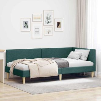 vidaXL Cadre de lit dangle avec t&ecirc;te de lit Vert fonc&eacute; 90 x 190 cm vidaXL