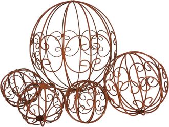 Goldbach Metallkugeln 5er Set 24/15 / 10cm Gartenkugeln rostfarben Ornament Kugel Rost Dekokugel Eisen