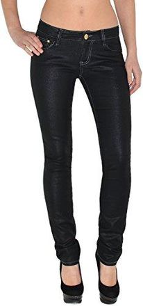 ESRA Pantalon Metallic Femme Pantalon métallique Femmes Slim Pantalon pour Femmes Skinny Z44