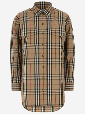 Burberry Womens Cotton Shirt With Check Pattern