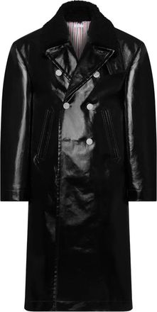 Thom Browne double-breasted leather coat - Noir