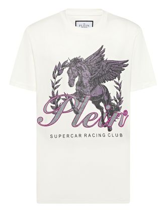 Philipp Plein Rundhals-T-Shirt Racing - Wei&szlig;