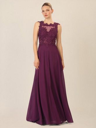 Apart Abendkleid mit floraler Spitze und T&uuml;ll-Einsatz