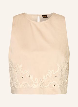 HUGO BOSS Cropped-Top Balemba Mit Lochspitze beige