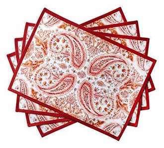 Maison d'Hermine Orient Lot de 4 Sets de Table 100% Coton pour Table &agrave; Manger, Cuisine, Mariage, Usage Quotidien, d&icirc;ners, f&ecirc;tes de Thanksgiving, No&euml;l (33cm x 48cm)