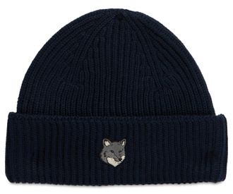 Maison Kitsun&eacute; PM06112KT1022 Wool Cuffed Beanie - Navy