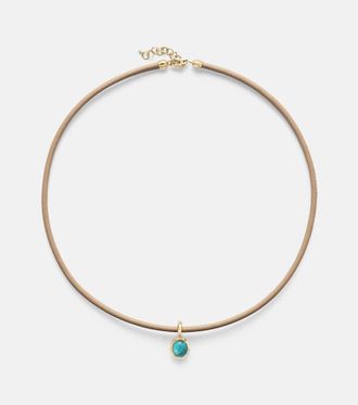 Octavia Elizabeth Halskette aus Leder mit 18kt Gelbgold und T&uuml;rkis